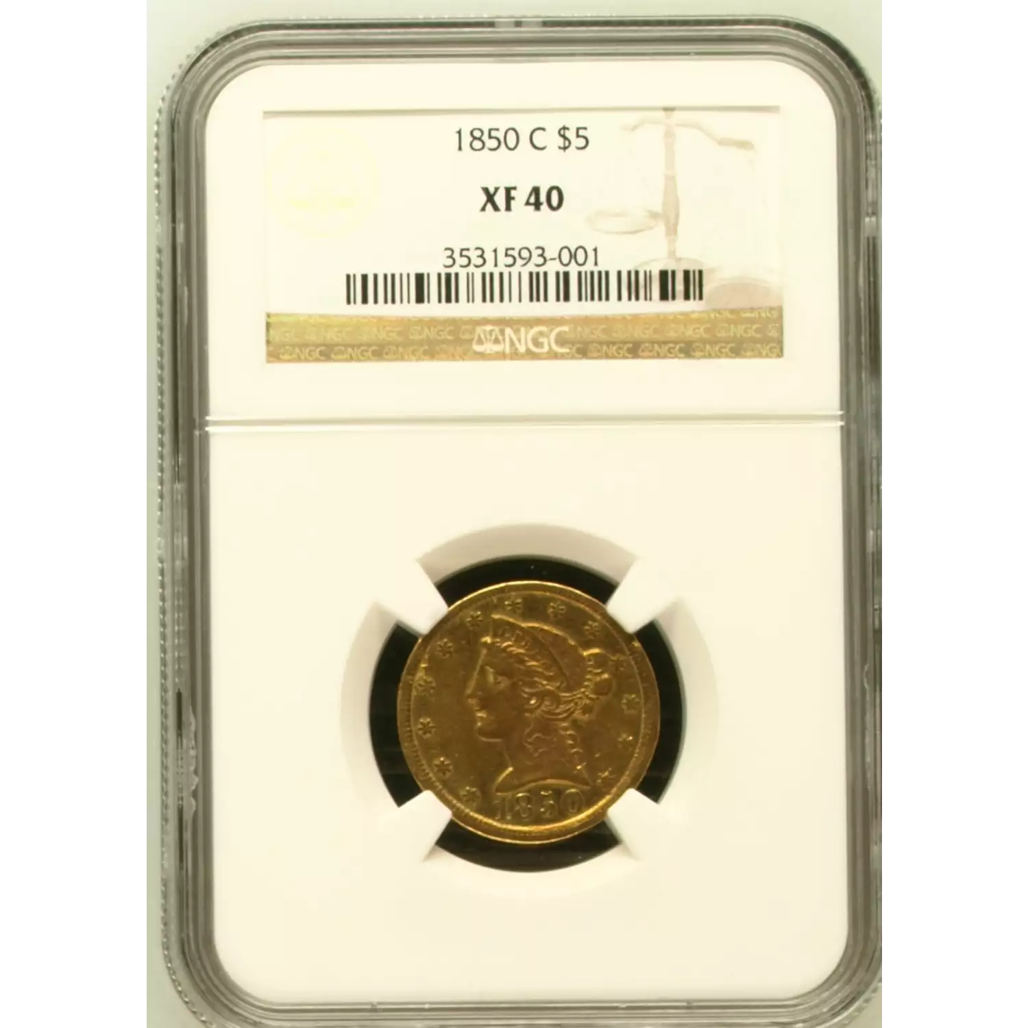 1850-C Gold Half Eagles Liberty Head NGC XF-40 Strong C - Hyatt Coins