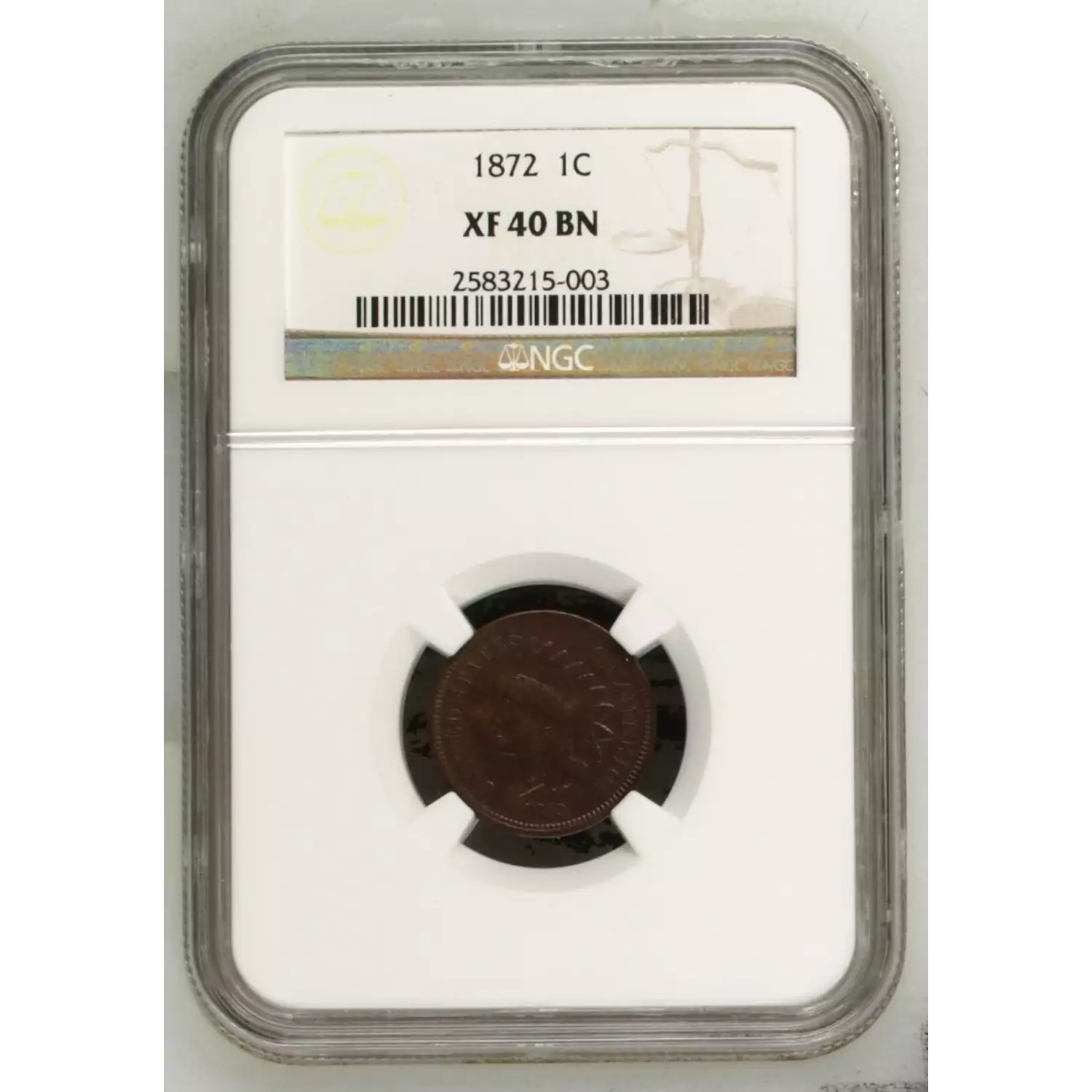 1872 Small Cents Indian Head NGC XF-40 BN - Hyatt Coins