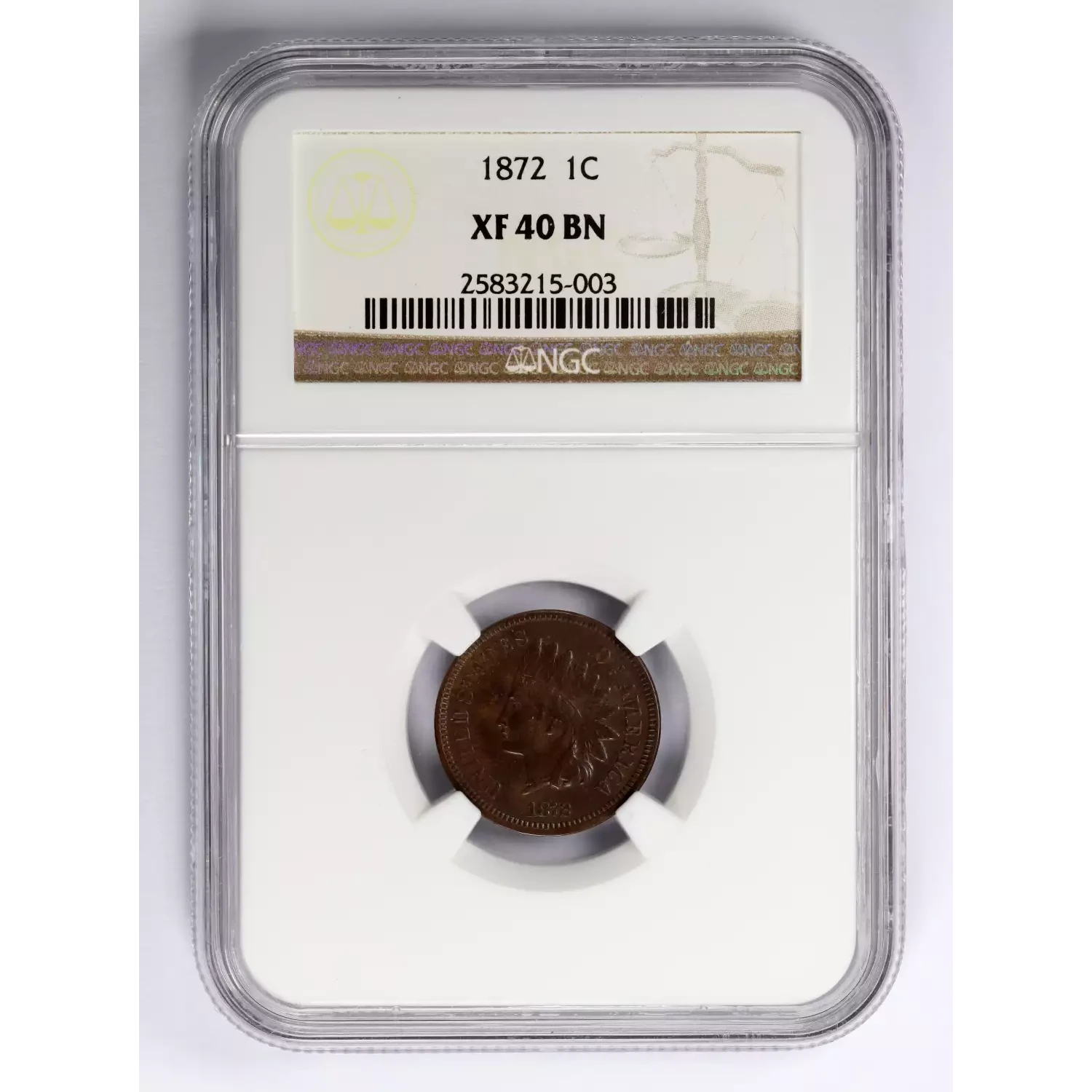 1872 Small Cents Indian Head NGC XF-40 BN - Hyatt Coins