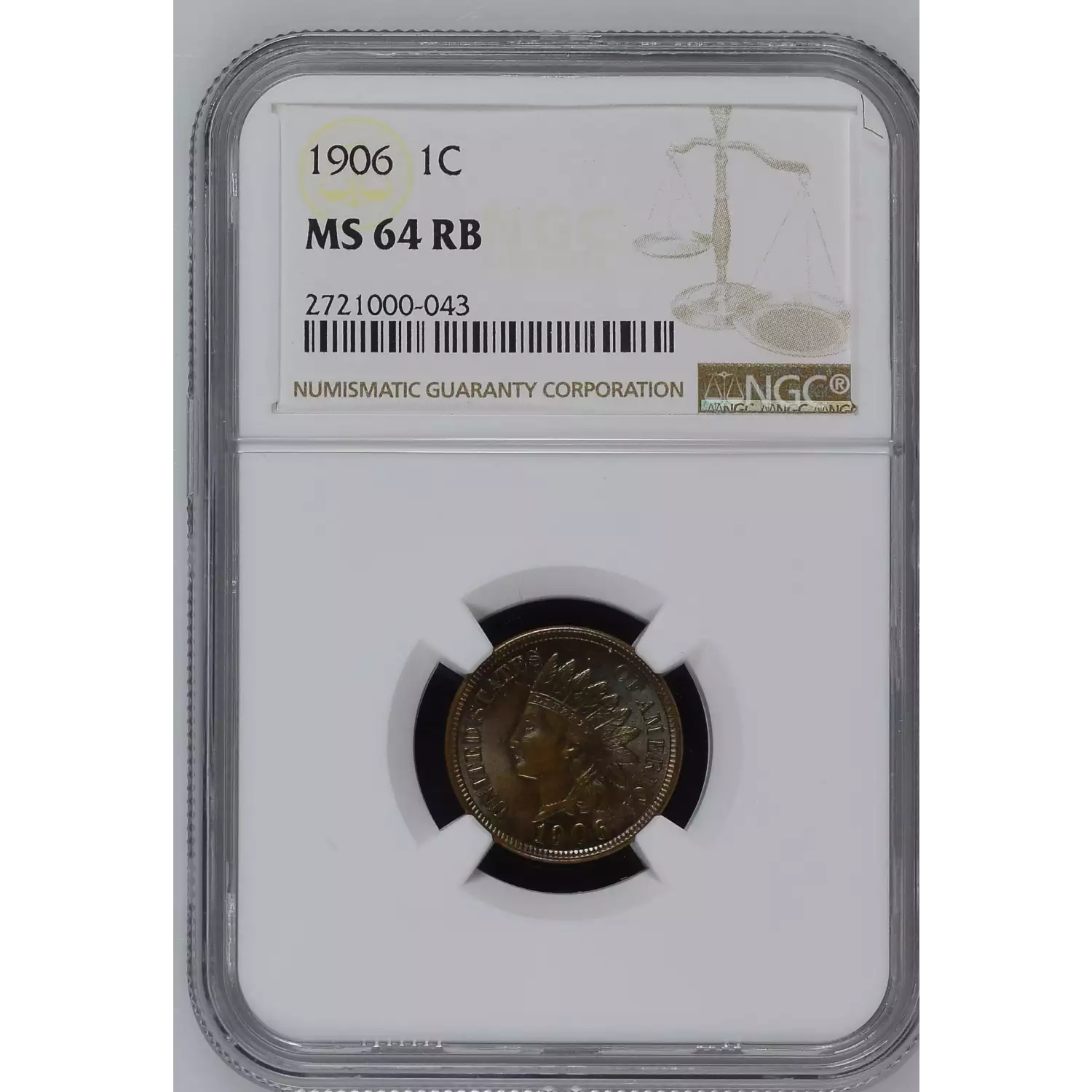 1906 Small Cents Indian Head NGC MS-64 RB - Hyatt Coins