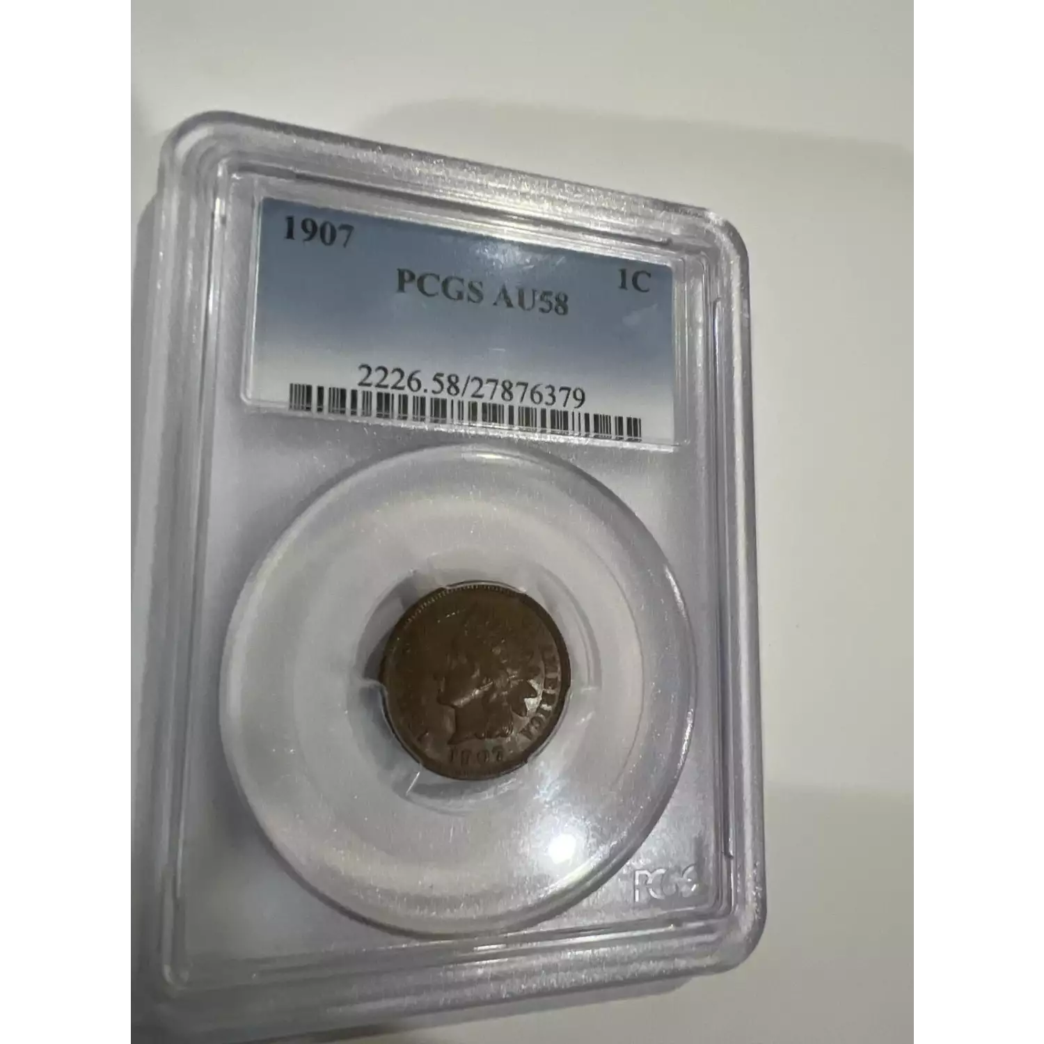 1907 Small Cents Indian Head PCGS AU-58 BN - Hyatt Coins