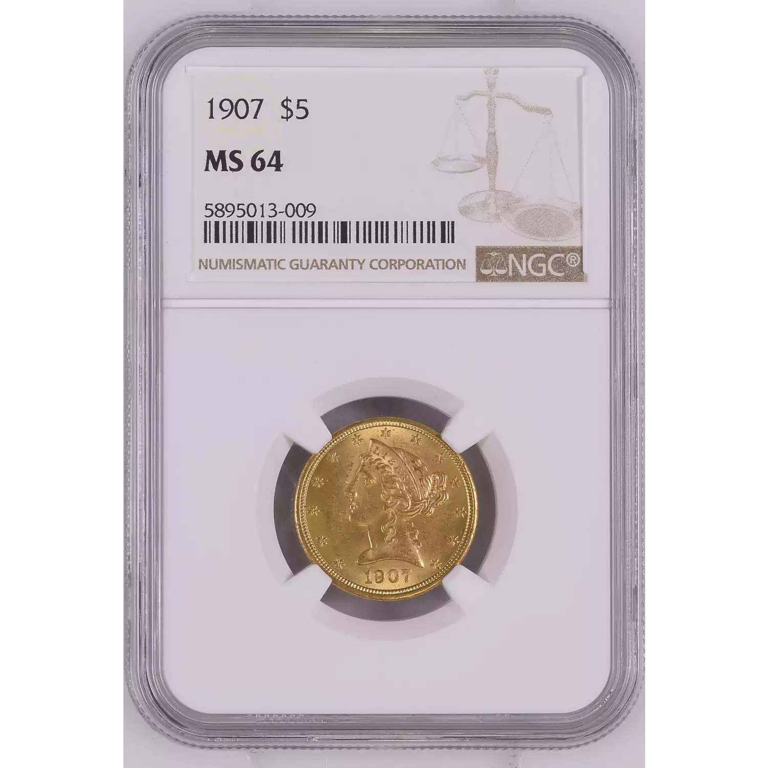 1907 Gold Half Eagles Liberty Head NGC MS-64 - Hyatt Coins