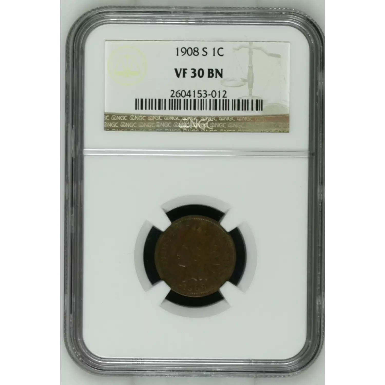 1908-S Small Cents Indian Head NGC VF-30 BN - Hyatt Coins