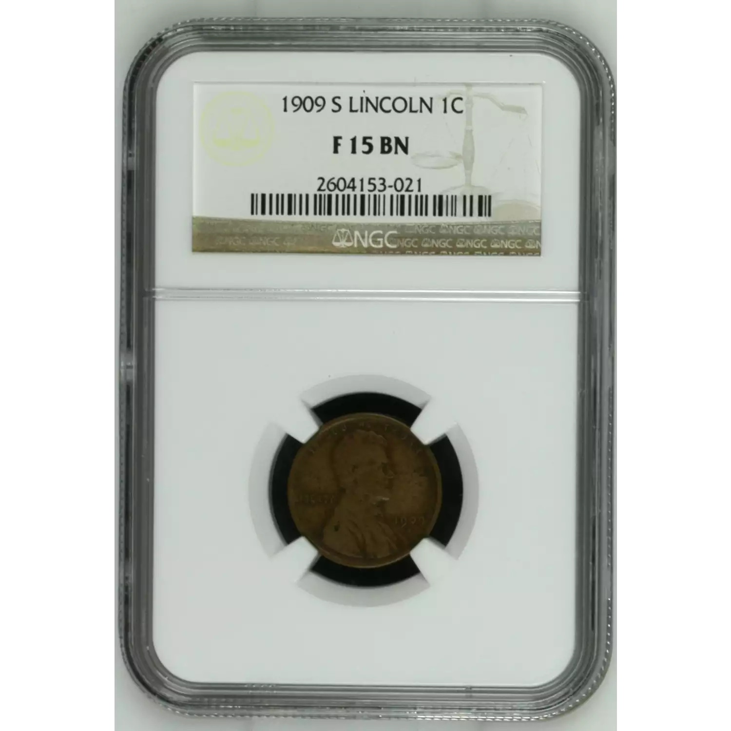 1909-S Small Cents Lincoln, Wheat Ears Reverse NGC F-15 BN - Hyatt Coins